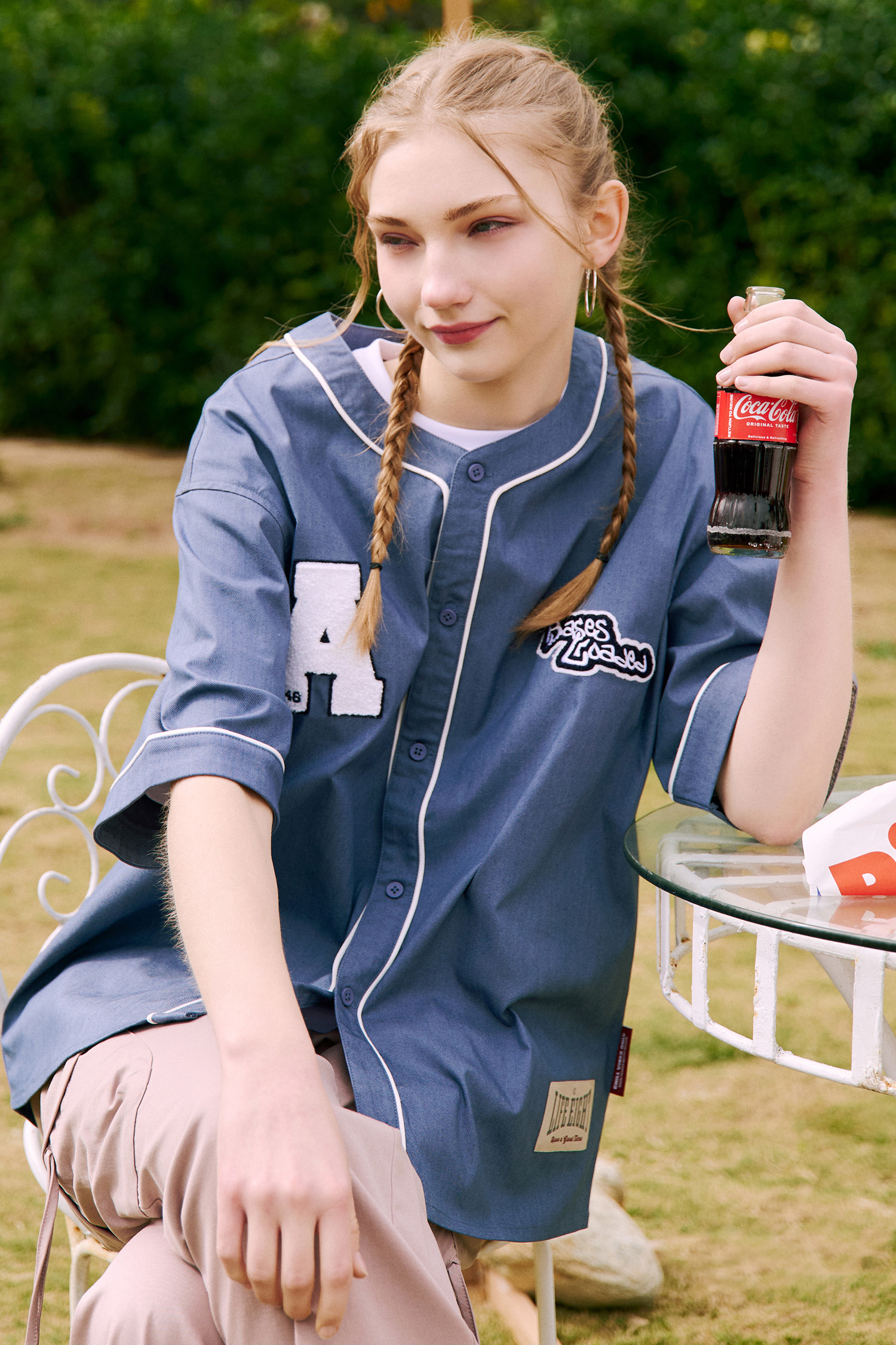 Life8 牛仔刺繡棒球衫 短袖上衣 | life8 | 米斯特國際